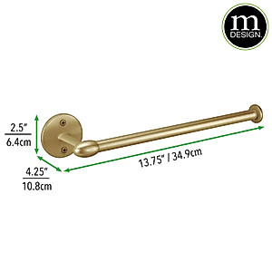 mDesign Metal Wall Mount Paper Towel Holder & Dispenser, Mounts to Walls or Under Cabinets - for Kitchen, Pantry, Utility Room, Laundry and Garage Storage - Holds Jumbo Rolls - Gold Brass