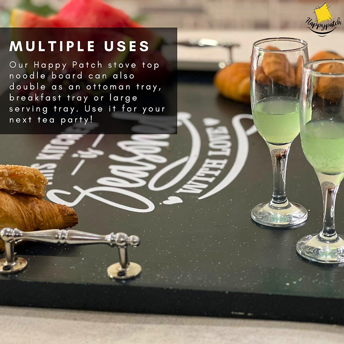 Happy Patch Blue Noodle Board Stove Cover for Electric or Gas Stove Farmhouse Wooden Stove Top Covers Distressed 22 x 30 x 1.57 Inches