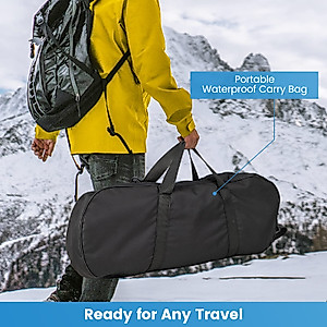 Goplus Snow Shoes for Men Women Youth Kids, Light Weight Aluminum Terrain Snowshoes with Anti-Shock Trekking Poles and Carrying Tote Bag, Snow Mud Baskets Included, 21/25/ 30 Inches (Silver, 21")