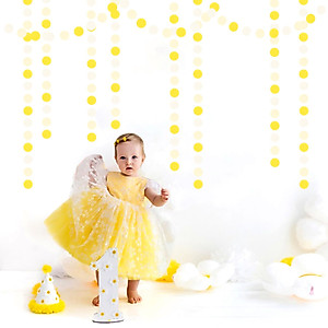 Yellow-White Women-Birthday Party-Decorations Garland Streamers - 52Ft Lemon Baby Shower Graduation Hanging Banner,Sunflower CLassroom Pastel Backdrop Decor Huglony