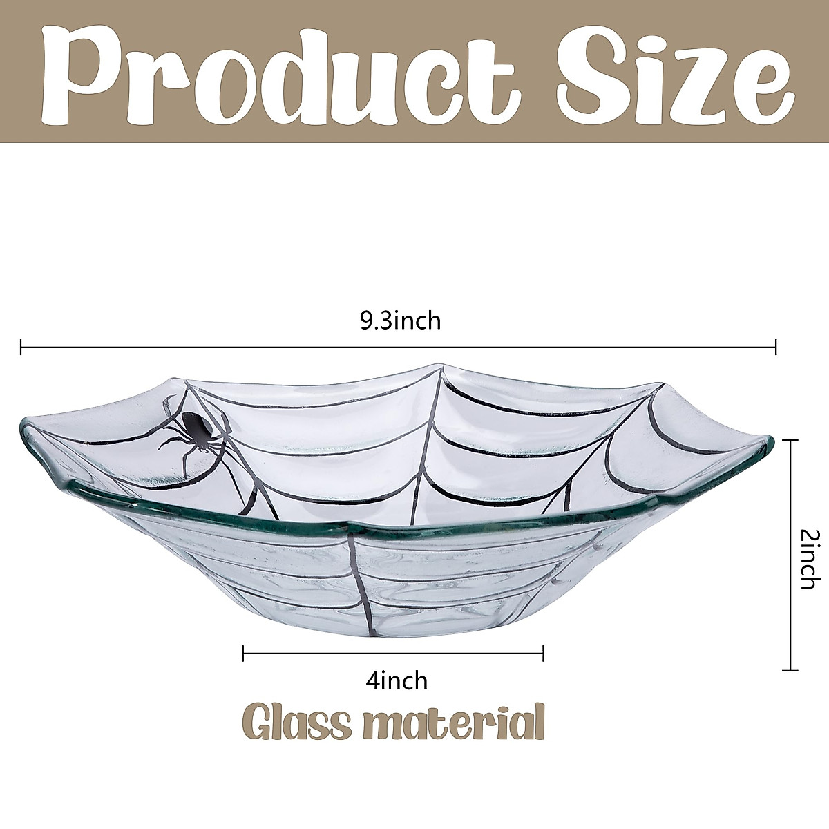 LFUTARI Glass Halloween Candy Bowl-Spider Web Candy Bowl Candy Dish -Decorative Treat Dish for Halloween Party Supplies