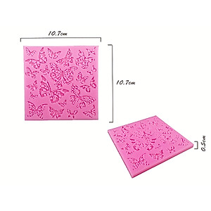 HengKe 2 Pcs Assorted Hollow Butterfly Shape Molds, Fondant Cake Texture Mat, Food Grade Cake Molds,Gum Paste, Fondant, Candy, Icing, Biscuit Decor, Chocolate Bake Ware Baking Tools