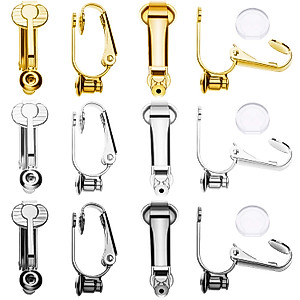 18 Pieces Clip-on Earrings Converter Components with Post for Non-Pierced Ears 3 Colors and Comfort Earring Pads