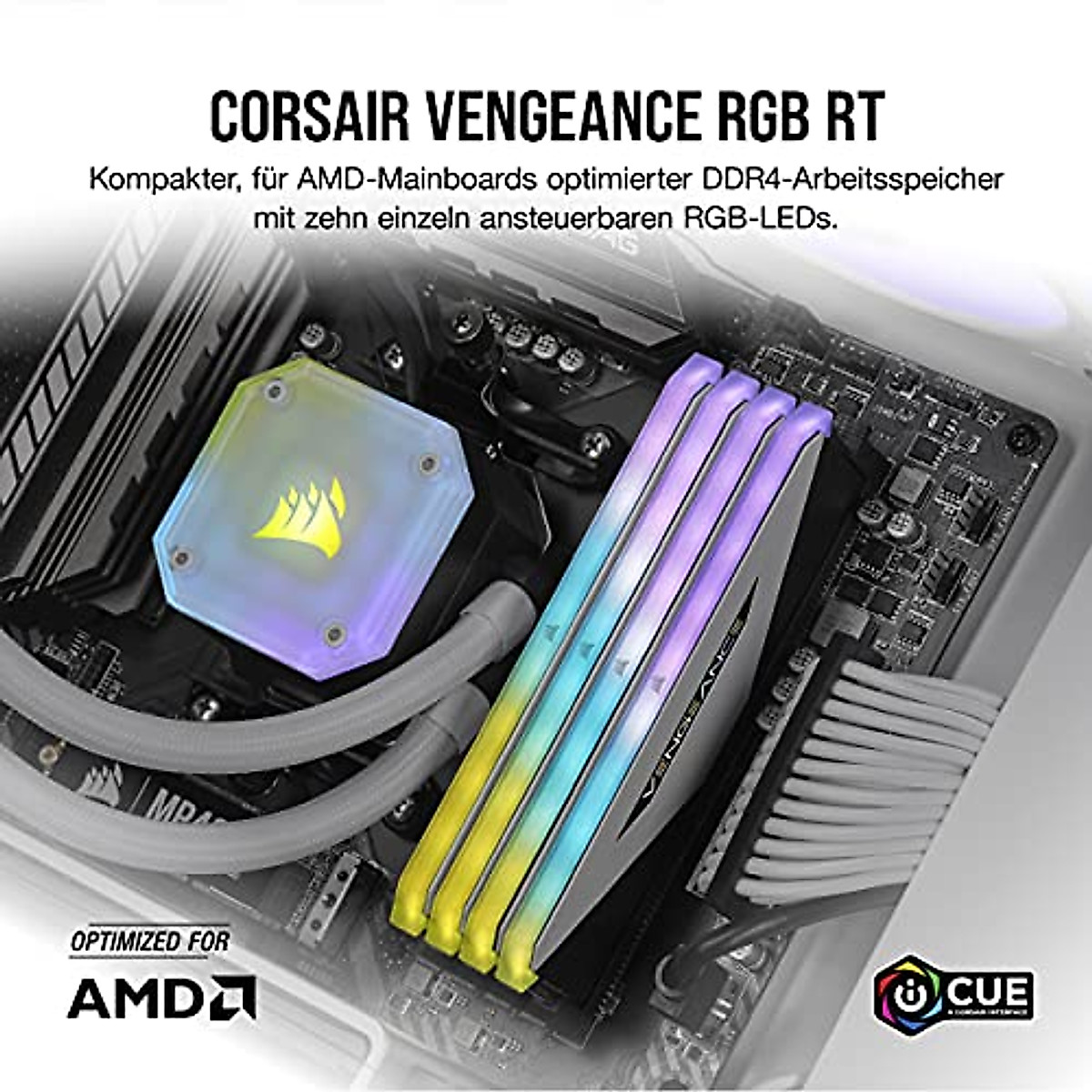 CORSAIR Vengeance RGB RT 32GB (4x8GB) DDR4 3600 (PC4-28800) C18 1.35V Desktop Memory