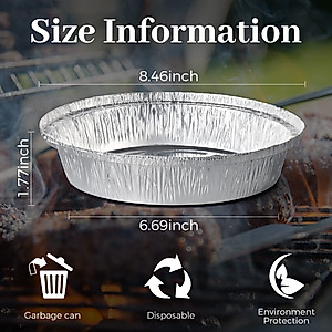 (50 Pack) Premium 8-Inch Round Aluminum Foil Pans, Heavy Duty Disposable Food Container without Lids, Tin Foil Pans Perfect for Roasting, Grilling, Storing, Cooking, Meal Prep for Baking Lovers
