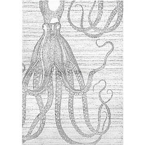nuLOOM Thomas Paul Power loomed Octopus Area Rug, 5' x 8', Silver