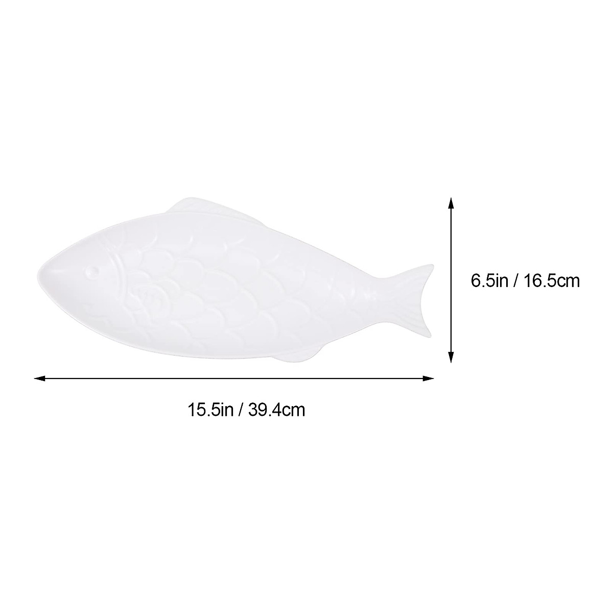 DOITOOL White Ceramic Fish Plate Unique Design Fish Serving Platter Dish, Fish Shape Platter for Fish, Sushi, Fruit or Cheese for Kitchen Restaurant Tableware ( White ) Serving Platter