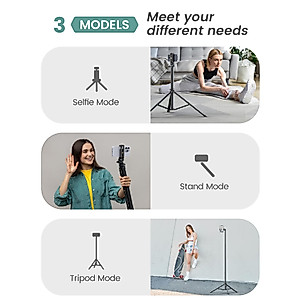 71'' Phone Tripod & Selfie Stick, Tripod for iPhone with Detachable Remote, Portable Phone Tripod Stand for Video Recording, Travel Tripod for Cell Phone, Compatible with Smartphones, DSLR