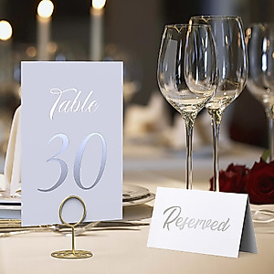 Silver Table Numbers 1-30 for Wedding Reception - Silver Foil Table Number Cards 4x6 in with Head & Gift Table - Restaurant Table Numbers - Wedding Numbers for Tables Card Stock Wedding Table Numbers