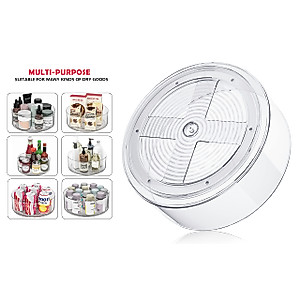 2 PCS Clear Lazy Susan Organizer-Acrylic Turntable Container-360 Rotated Plastic Tray for Table, Spice Rack, Cabinet, Pantry, Refrigerator-Perfect for Spice, Makeup, Condiments, Food, Cosmetic