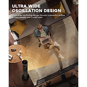 Space Heater Indoor, Airvention 1500W 34" Electric Heater for Large Room, 4 Modes,12H Timer, PTC Ceramic Heating with Thermostat, Remote, Portable Tower Heater for Office, Bathroom, Bedroom,AI-H300