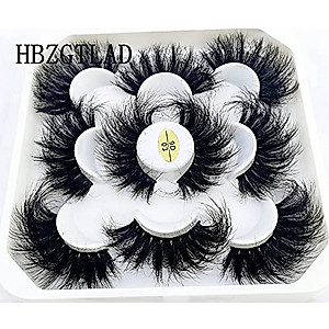 HBZGTLAD new 5 Pairs 25 mm 3d Mink Lashes Bulk Faux with Custom Natural Mink Lashes Pack Short Wholesales False Eyelashes (9D-03)