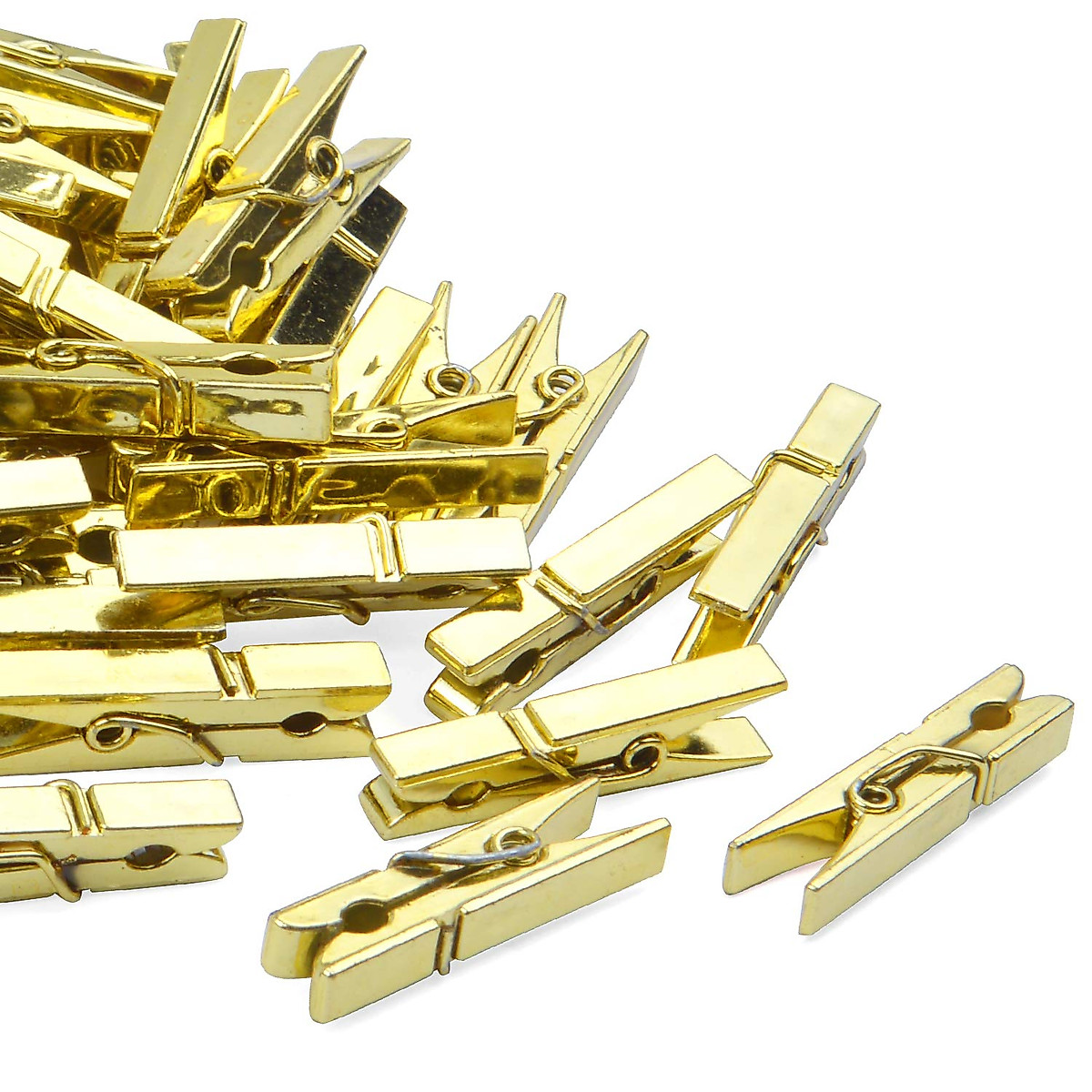 Jdesun 50 Pieces Photo Clips,Mini Plastic Picture Paper Clip Clothespins Peg for Office,Home,Arts(Gold)