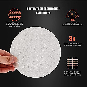 Mesh Sanding Discs - 50Pcs 80/120/180/240/320 Grit 6Inch 150mm Mesh Abrasive Dust Free Sanding Discs Hook and Loop with Assorted Grits Orbital Sander, for Woodworking, Drywall Sanding, Polishing