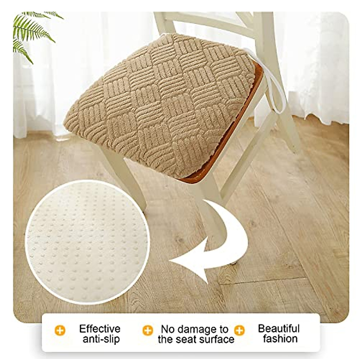Plush Chair Pad,Kitchen Dining Chair Cushion Simple Seat Cushion with Washable Cover and Non Slip Ties,Soild Color Seat Pad for Living Room Office Balcony(40x43cm(16x17inch), Green a)