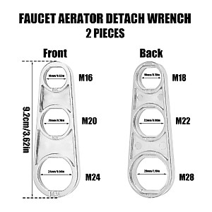 2pcs Faucet Bubbler Wrenches, Multi-Use Faucet Aerator Key 6 Sizes 16/18/20/22/24/28mm Sink Aerator Wrenches Detach Tool for Kitchen Bathroom Faucet Parts Repair Spanner