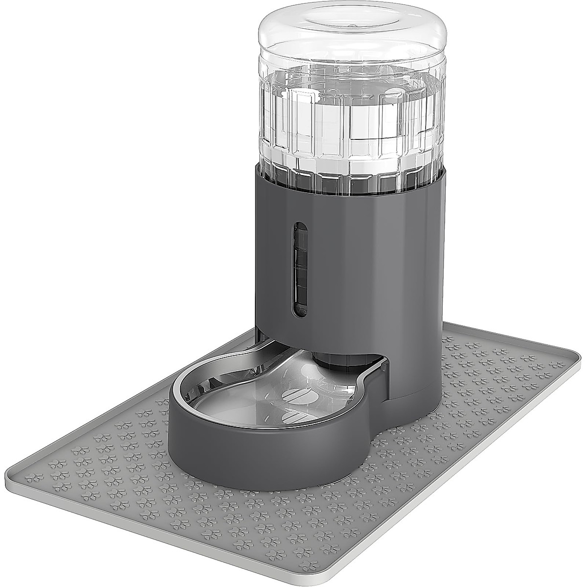 JUNSPOW Cat Water Dispenser with Placemat and Stainless Steel Bowl, Automatic Gravity Water Dispenser for Cats or Small Medium Size Dogs, Large Capacity, Easy to Clean and Safe for Pets (4L)