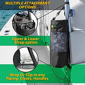 Mangrove Products: Portable Boat Trash Can, Reusable Trash Bag, Boating Equipment, Boat Storage, Boat Accessories Marine, Pontoon Boat Accessories, Fishing, Sandbar, RV, or Camping (Black)