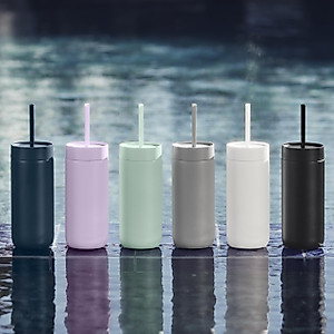 Fellow 20 oz Carter Cold Water Bottle for Water, Iced Tea, Coffee, Smoothies, Iced Coffee & more - Stainless Steel Vacuum-Insulated Iced Coffee tumbler with Spill Resistant lid and straw-Peri Twinkle