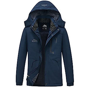 ELLSWOS Men's Waterproof Ski Jacket Winter Snow Coat Warm Hooded Raincoat Windproof Windbreakers, Blue, X-Large