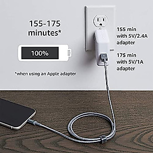 Amazon Basics 2-Pack USB-A to Lightning Charger Cable, Nylon Braided Cord, MFi Certified Charger for Apple iPhone 14 13 12 11 X Xs Pro, Pro Max, Plus, iPad, 6 Foot, Dark Gray