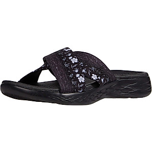 Skechers womens On-the-go 600 - 140038 Slide Sandal, Black/Grey, 8 US