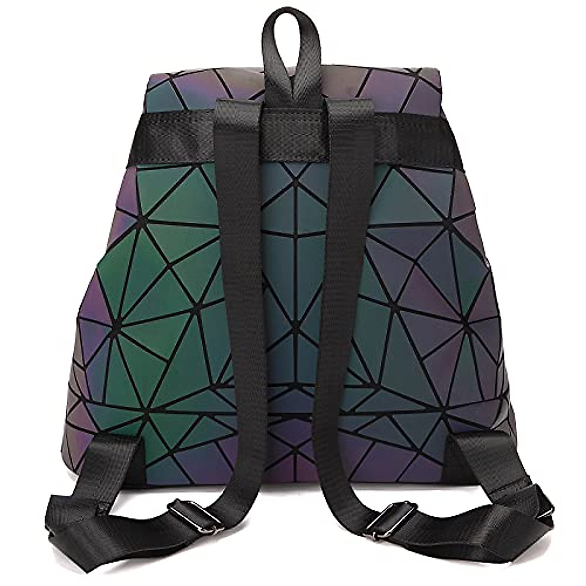 Lieseh Women's Geometric Holographic Glow Backpack Party Style Picks