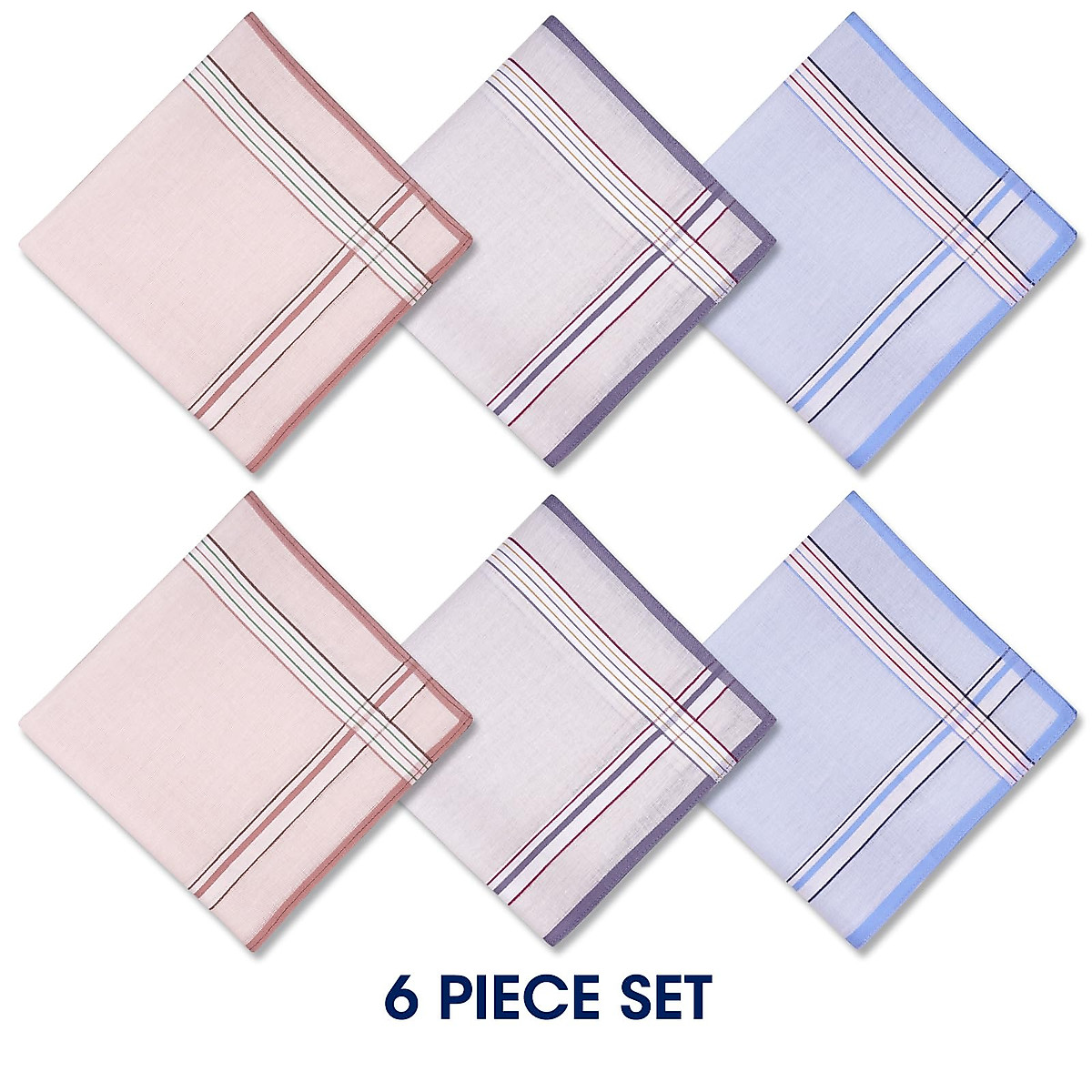 Selected Hanky 100% Cotton Men's Handkerchief 6 Piece Gift Set