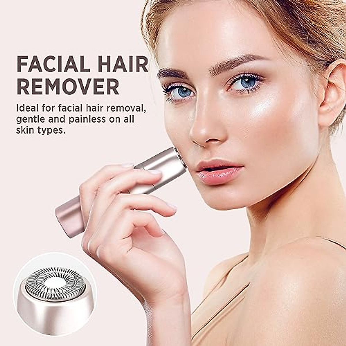 Facial - Nose Hair Remover Women: 2 in 1 Painless Electric Face Shaver and Nose Trimmer - Rechargeable Hair Removal Tool for Face Nose Ear Peach Fuzz Lips Chin