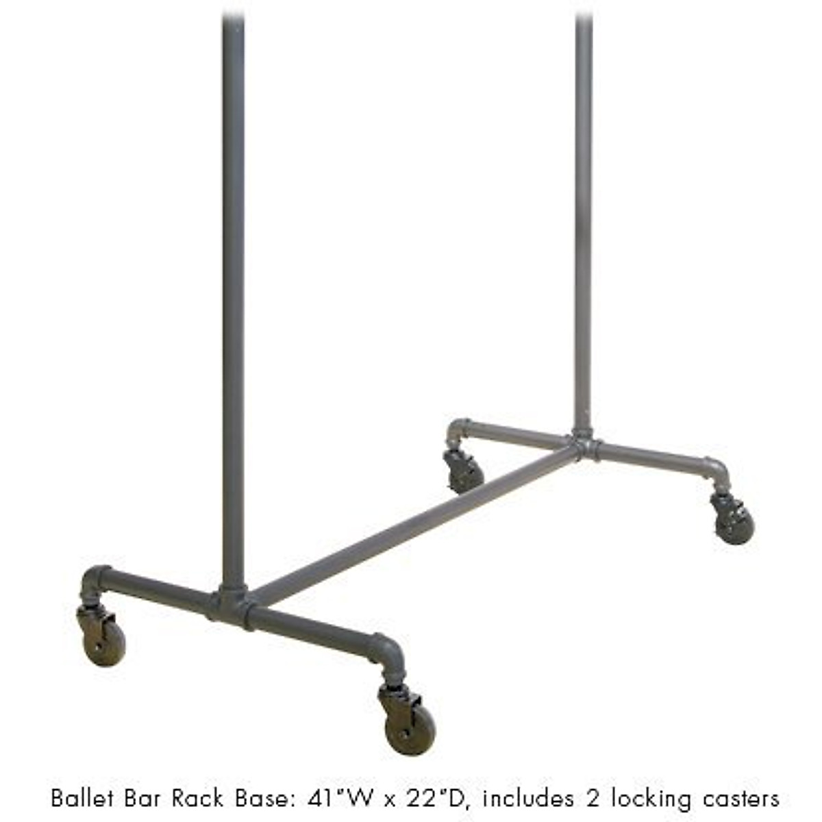 Only Mannequins® Pipe Series Commercial Quality Adjustable 2-Way Ballet Style Rolling Garment Clothing Rack, Anthricite Grey