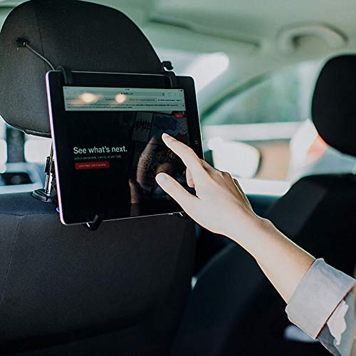 TabletHookz Plane, Train, car Phone and Tablet seat Back Holder, Table Clip and Phone Stand v2 Include securing Feature to Keep Your Device Secure, Compatible with iPhone, iPad, Tablets, Readers