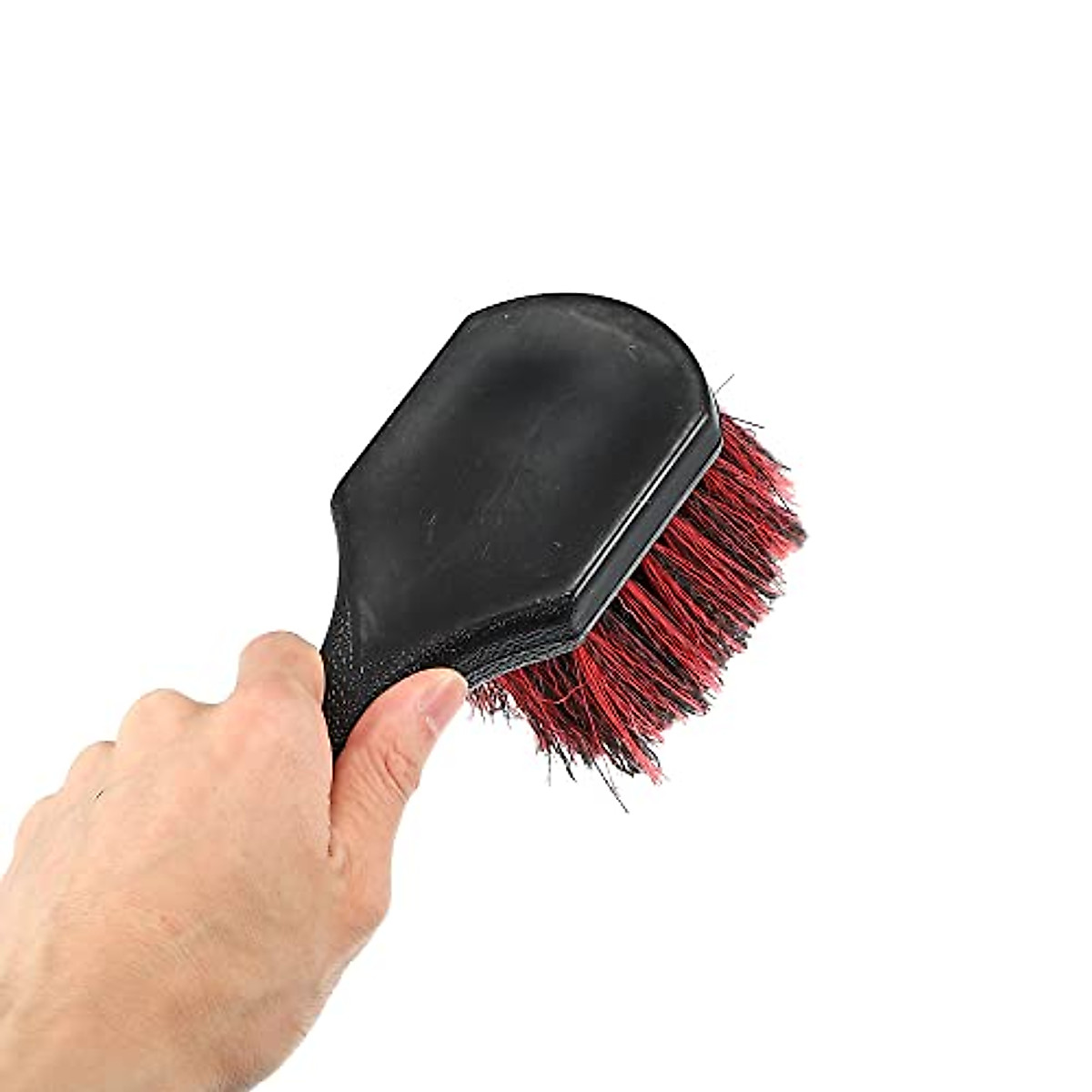 X AUTOHAUX Short Handle Wheel Tire Brush Soft Bristle Car Wash Brush for Car Tire Cleaning Dirt Road Grime Black Red