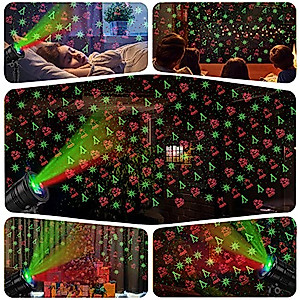 Christmas Laser Lights Outdoors Decoration Projector Light Waterproof LED Star Show for Xmas Decor House Home Yard Garden Patio Wall Indoor, Red and Green with Wireless Remote