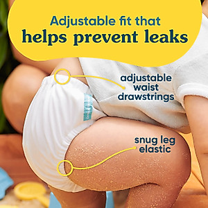 Charlie Banana Reusable Swim Diaper with Adjustable Drawstring, Soft and Snug Fit to Prevent Leaks, Pencil Stripes Blue, X-Large (27-44lbs)
