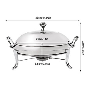 3L Round Chafing Dish Stainless Steel Buffets Servers with Lid and Holder Food Warmers Tray Container for Hotels Restaurants Family Gatherings Party Banquets (Silver)