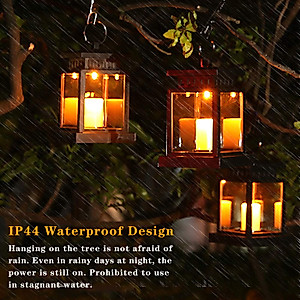 Solar Candle Lantern, Solar Garden Lights Hanging with LED Flickering Flame, 2Pcs Outdoor Lantern Light Waterproof for Christmas Decoration and Party (Warm White Light)