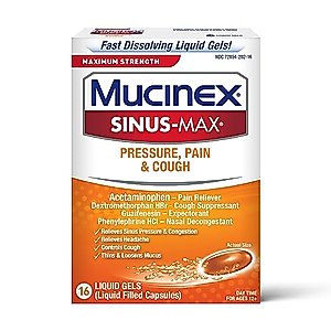 Mucinex Sinus-Max Max Strength Pressure, Pain & Cough Liquid Gels 16 ea