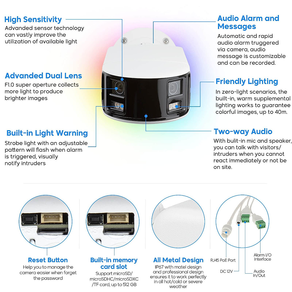 DS-2CD2T87G2P-LSU/SL 4mm IP Camera 8MP 4K Panoramic Bullet Camera 24/7 Colorful Fixed Turret Network Camera,Active Strobe Light,Audio Alarm,Smart Human/Vehicle,130dB WDR,H.265+,Weatherproof IP67