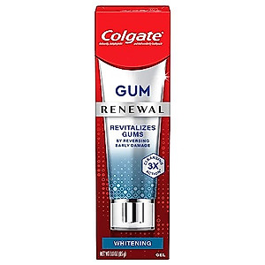 Colgate Renewal Gum Protection Whitening Toothpaste Gel, Mint Gel Toothpaste for Gingivitis and Teeth Whitening Restoration, Sugar Free, Enamel Safe, Gluten Free, Vegan, 3 OZ Tube