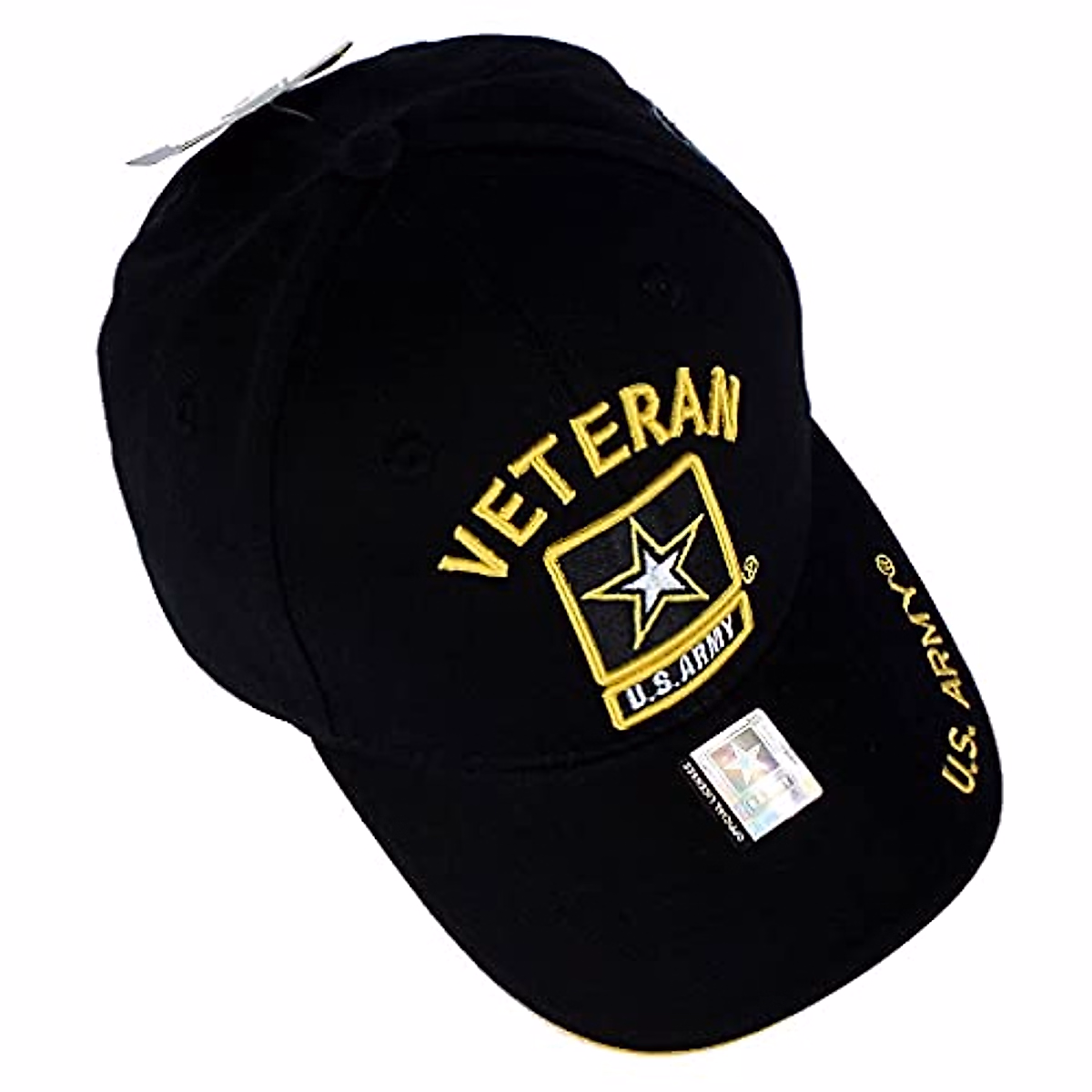 JM WARRIORS US Army Veteran Hat Army Military Official Licensed Adjustable Baseball Cap (Black), One Size