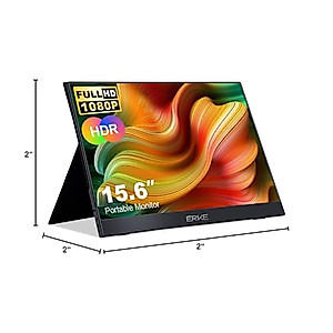 ERKE Portable Monitor USB C Monitor for Laptop 15.6 inch 1080P FHD HDR Computer Second