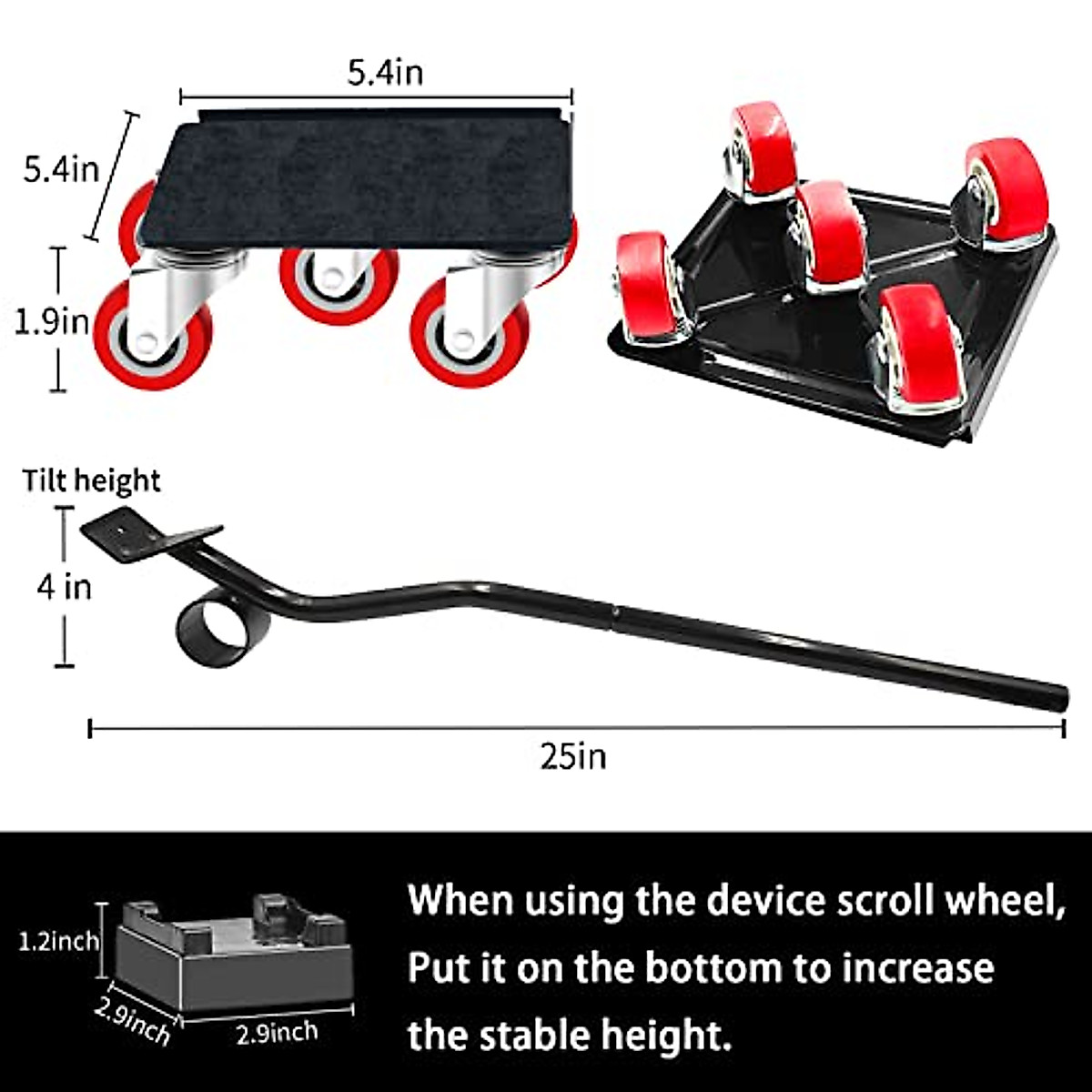 5 Wheel Furniture Dolly, 1100lbs Moving Dollies with 5 Wheels, 360° Rotation Moving Furniture Lifter for Heavy Duty, Heavy Furniture Mover Tool for Sofa Refrigerator Bed