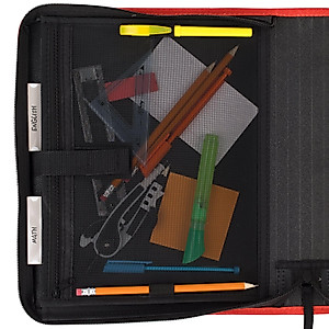 Five Star Zipper Binder, 1-1/2 Inch 3-Ring Binder for School, 3 Pocket Expanding File, 500 Sheet Capacity, Red (72206)