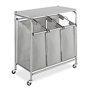 Whitmor 3 Section Rolling Laundry Sorter with Folding Station - Ironing Board