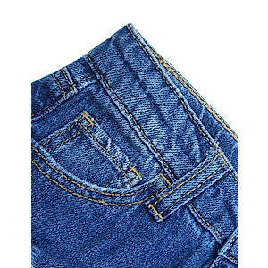KIDSCOOL SPACE Baby Girl Boy Jeans,Little Kid Elastic Band Inside Ripped Denim Pants,Blue,12-18 Months