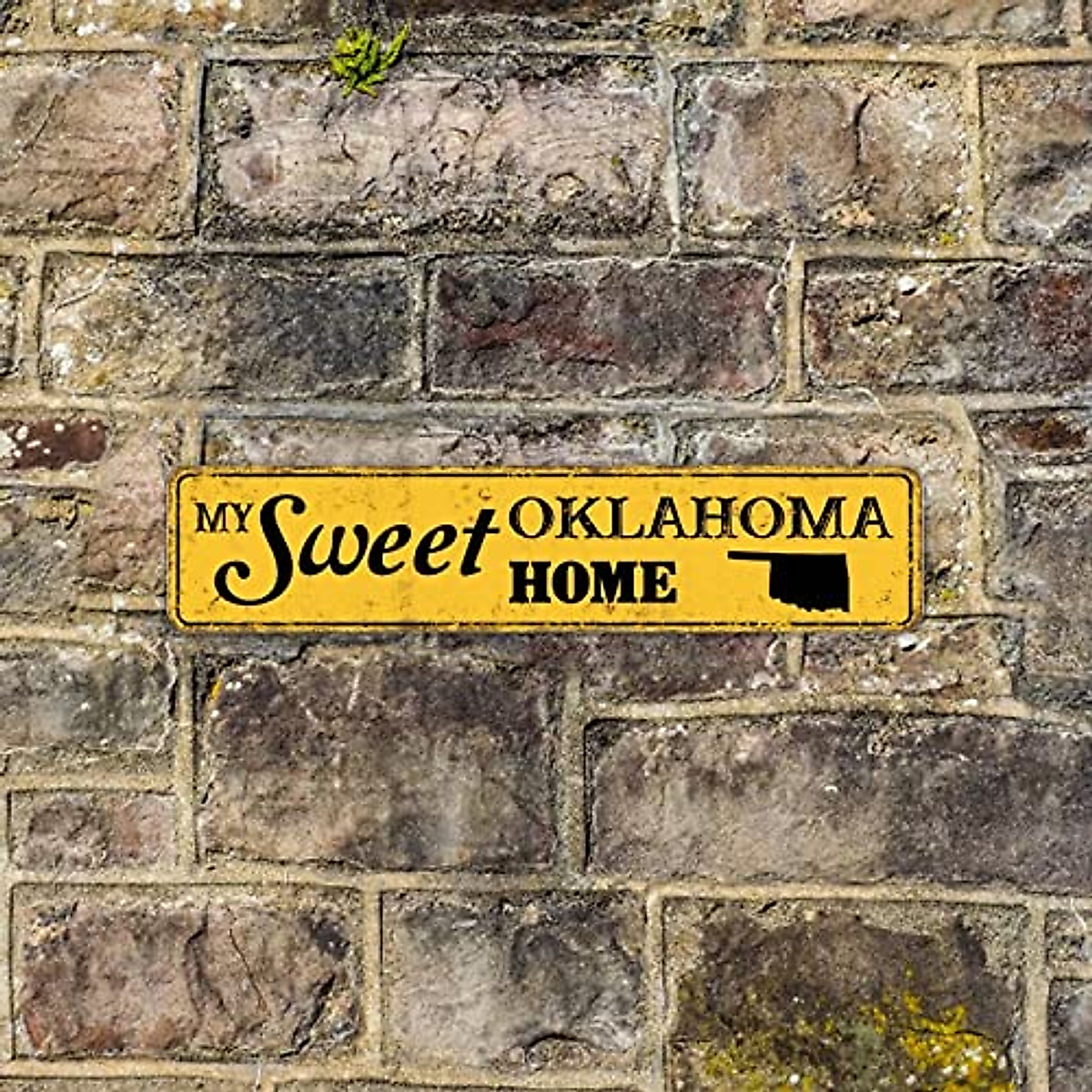 State Map Silhouette Tin Sign My Sweet Home Oklahoma Metal Sign Custom Road Signs Southern Style Art for Front Door Garden Yard Porch Man Cave Novelty Weddings Gift 18x4in