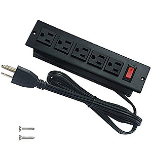 Desk Outlets Recessed Power Strip Without USB Ports Mountable Power Strip Under Desk Power Charging Station with 5AC Outlets Black