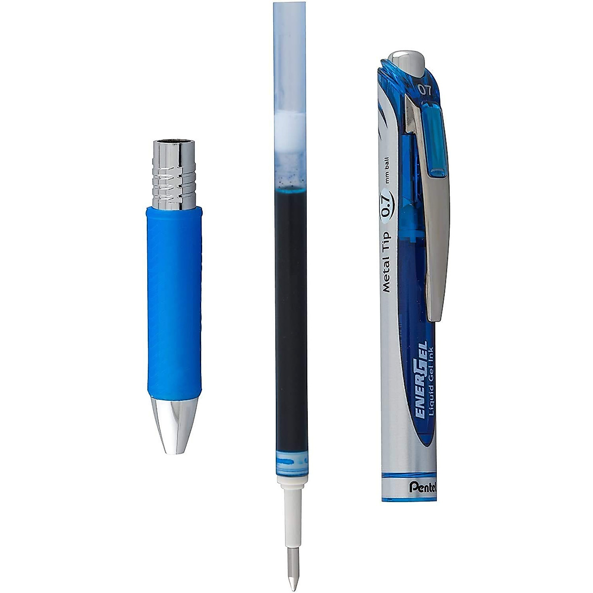 Pentel Energel 0.7 Refill Ink for BL57 & BL77 Pens, Box of 6 Black and 6 Blue (12 Total) 0.7mm, Metal Tip, LR7 Refill is Also Used for BL407 Pen