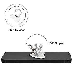 uxcell Transparent Phone Ring Holder, Diamond Clear Finger Grip Stand for Phone, Case, Tablet (Heart Shape)