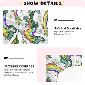 St Patrick's Day Shamrock Baby Crib Sheets Soft Toddler Bed Sheets Breathable Mattress Cover Toddler Sheets for All Seasons Toddler Boys Bed Mattress, 52 * 28 * 9in